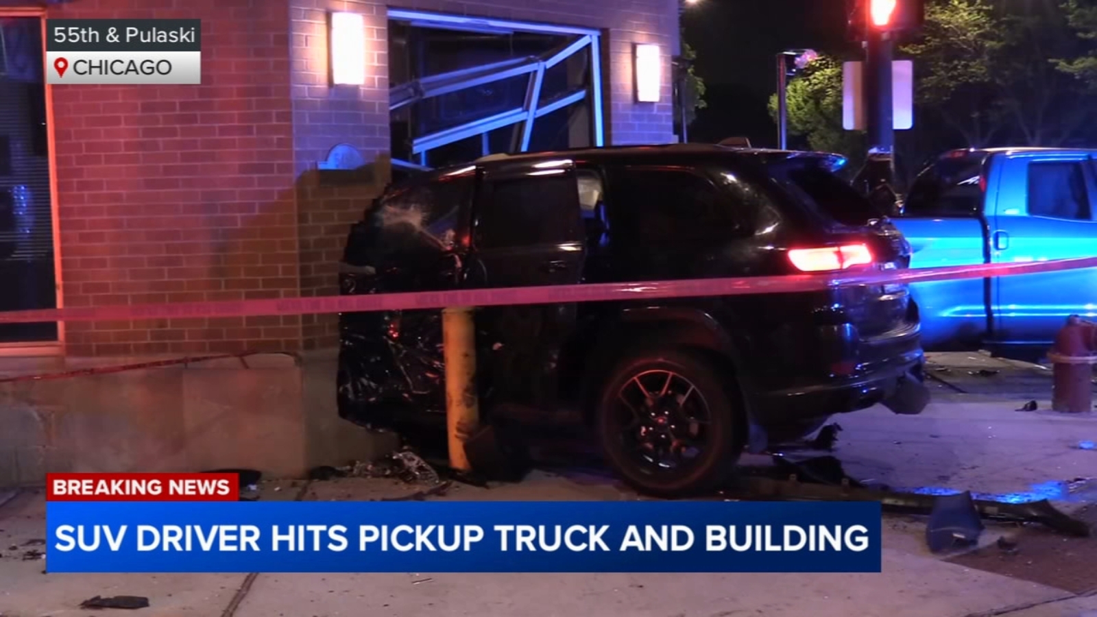 Chicago car into building: Driver in custody after crash at 55th and ...