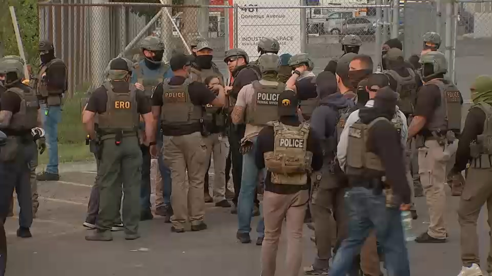 Protesters clash with ICE agents during protest at Delaney Hall in ...