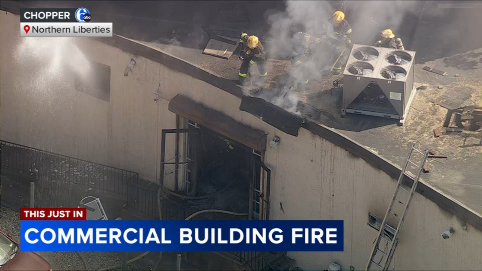 Crews battle blaze at commercial building in Philadelphia's Northern ...