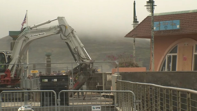 Pacifica Pier's cafe demolition begins as crews assess structural ...