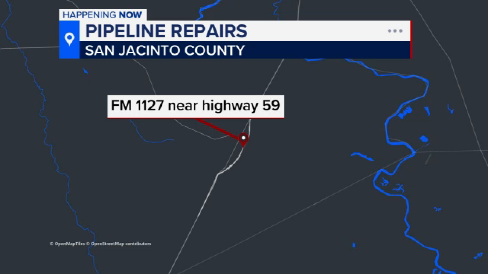 Single lane of FM 1127 reopens after pipeline leak in San Jacinto Co ...