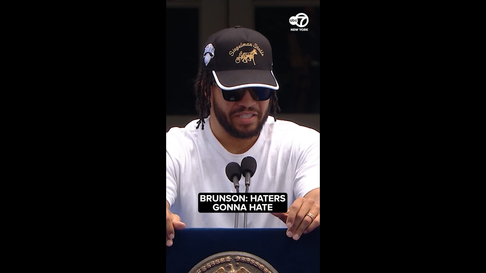 NBA Finals MVP Jalen Brunson makes City Hall speech - ABC7 New York