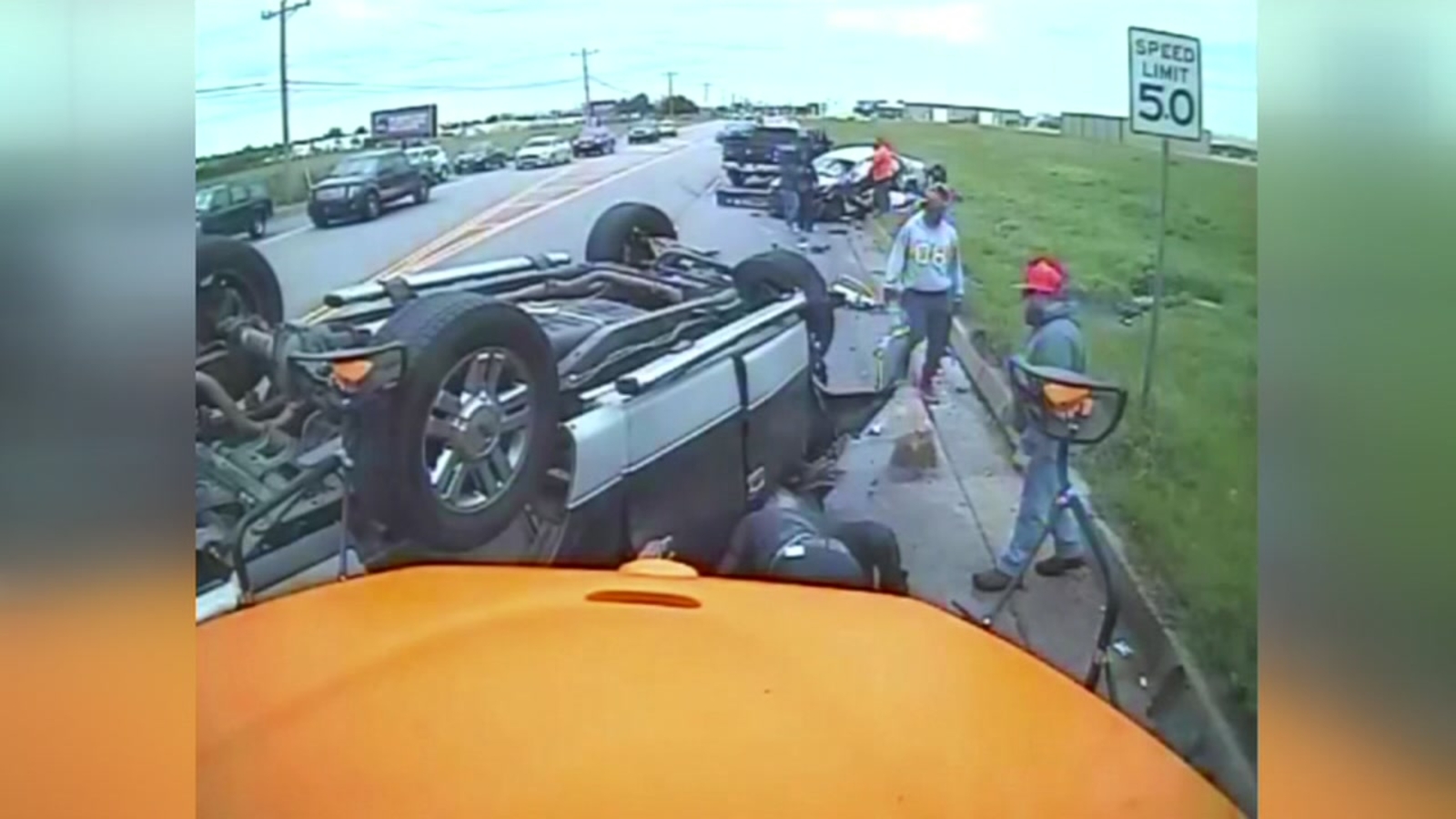 Dashcam records violent wreck involving school bus in Oklahoma - ABC13 ...