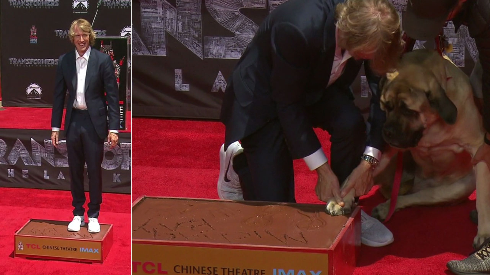 Michael Bay leaves his and his dog's mark on Hollywood at TCL Chinese ...