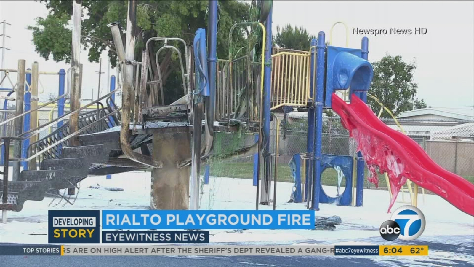 'Suspicious' fire melts Rialto playground - ABC7 Los Angeles