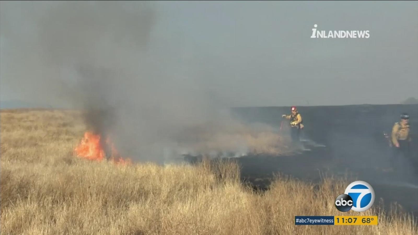 Firefighters battle brush fires in Inland Empire amid strong heat ...