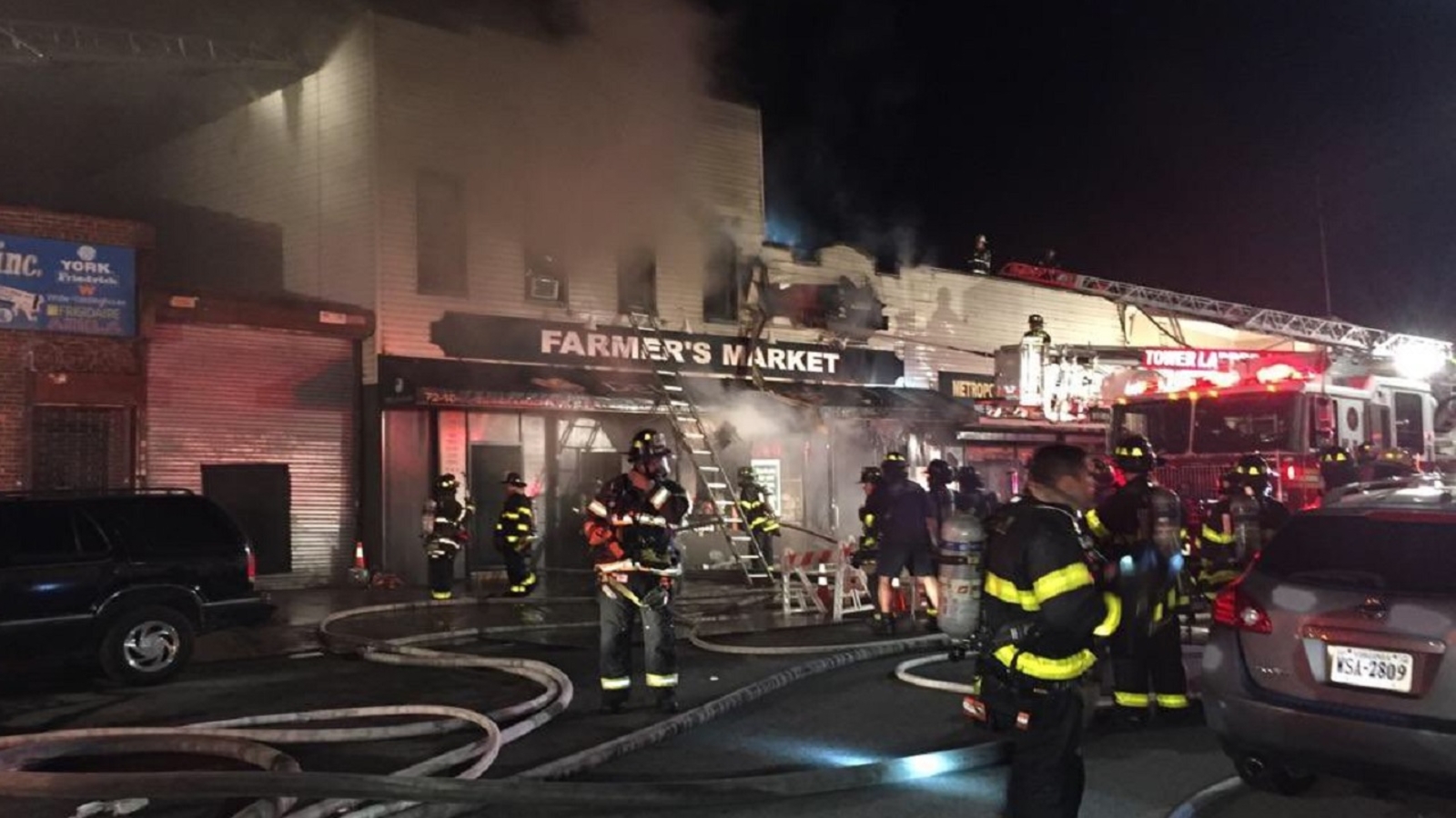 12 injured as fire races through two-story building in Glendale, Queens ...