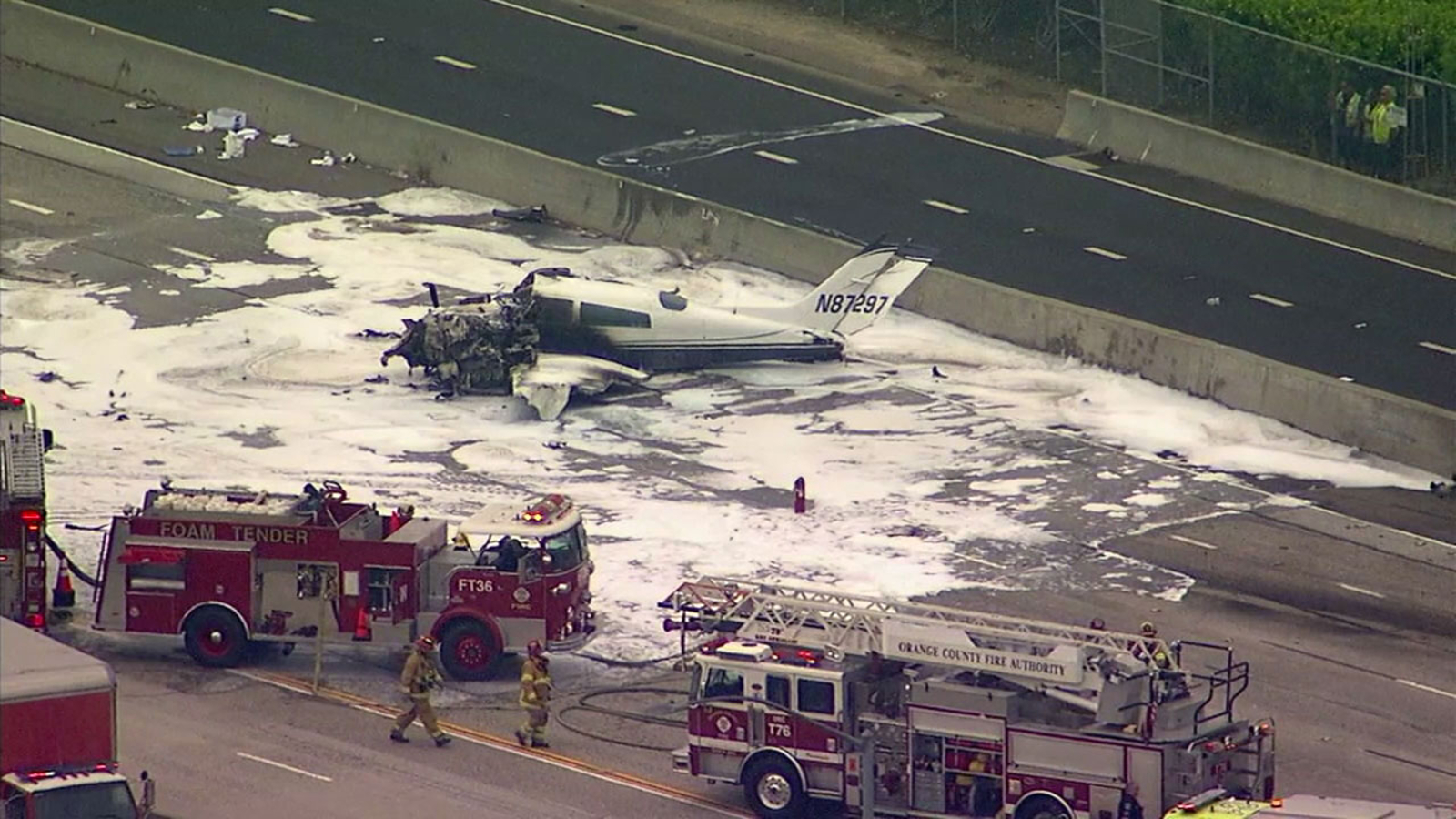 PHOTOS: Small plane crashes on 405 Freeway - ABC7 Los Angeles