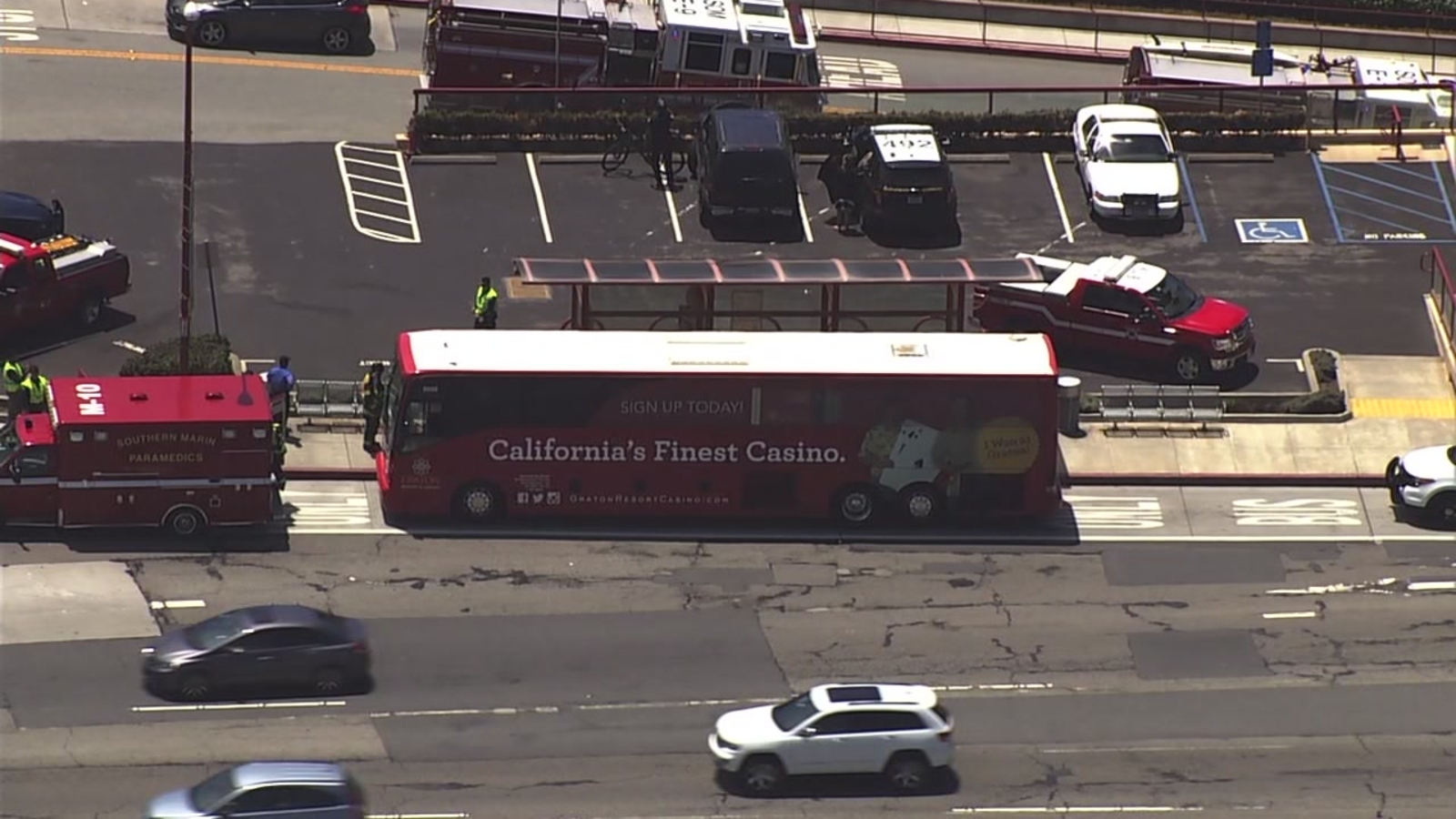 11 taken to hospitals after 3-car crash involving tour bus on Golden ...