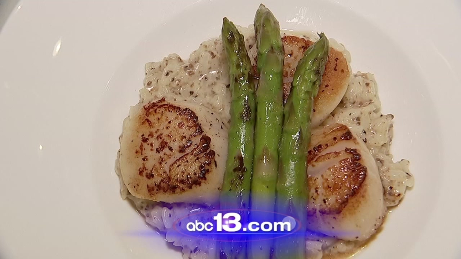 Seared scallops with truffle risotto and asparagus recipe from Toulouse ...