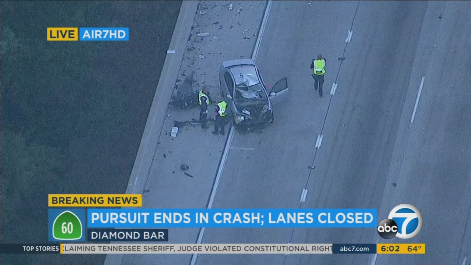 2 critical after chase leads to crash on 60 Freeway in Diamond Bar ...