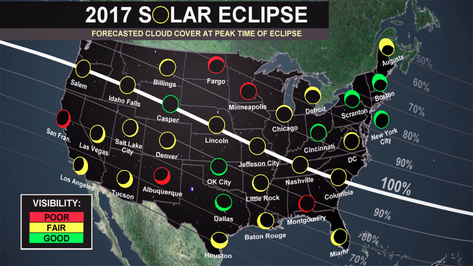 Solar eclipse: How clear will the skies be during the eclipse? - ABC7 ...