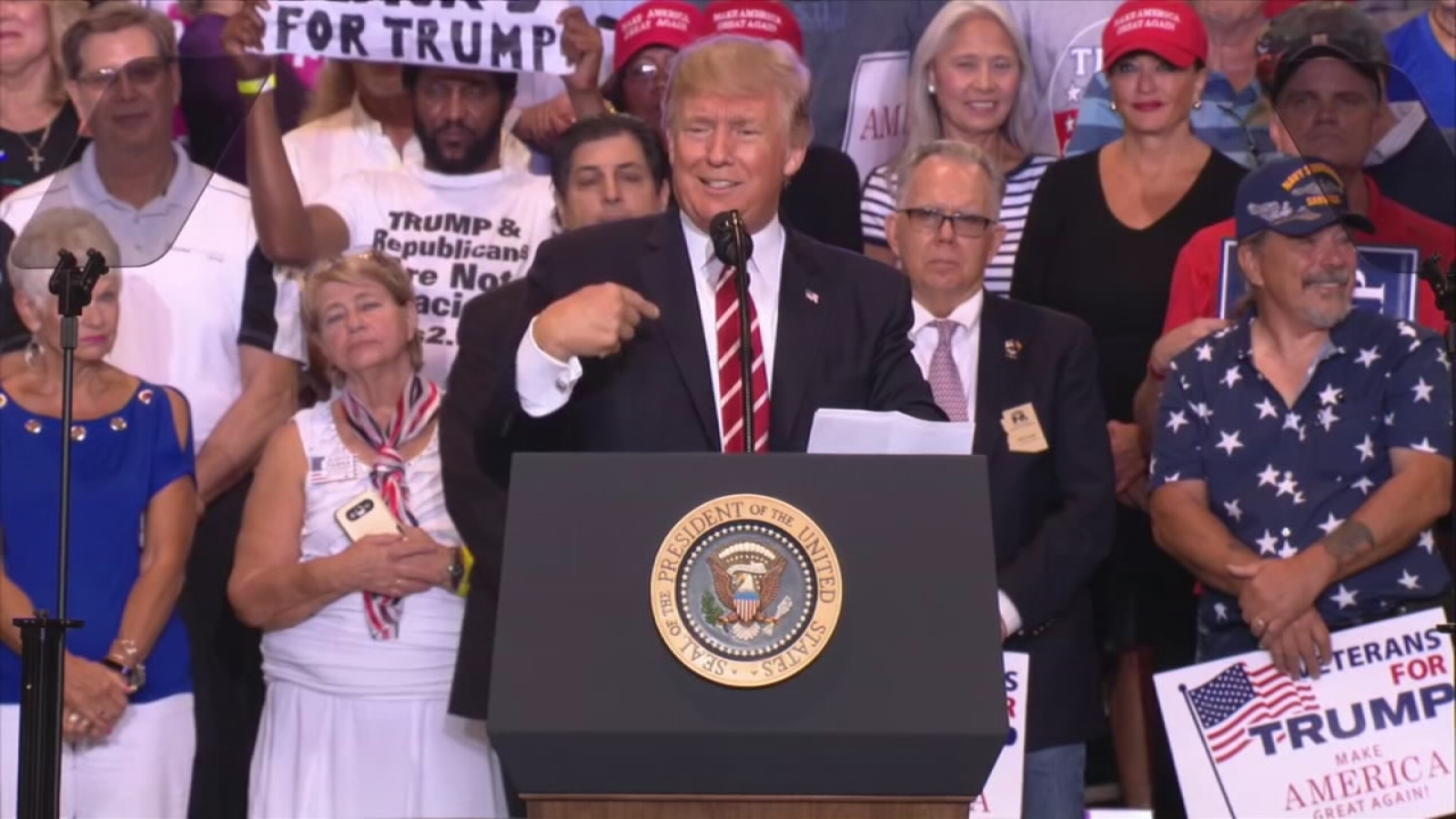 Trump revisits his Charlottesville comments in angry speech - 6abc ...