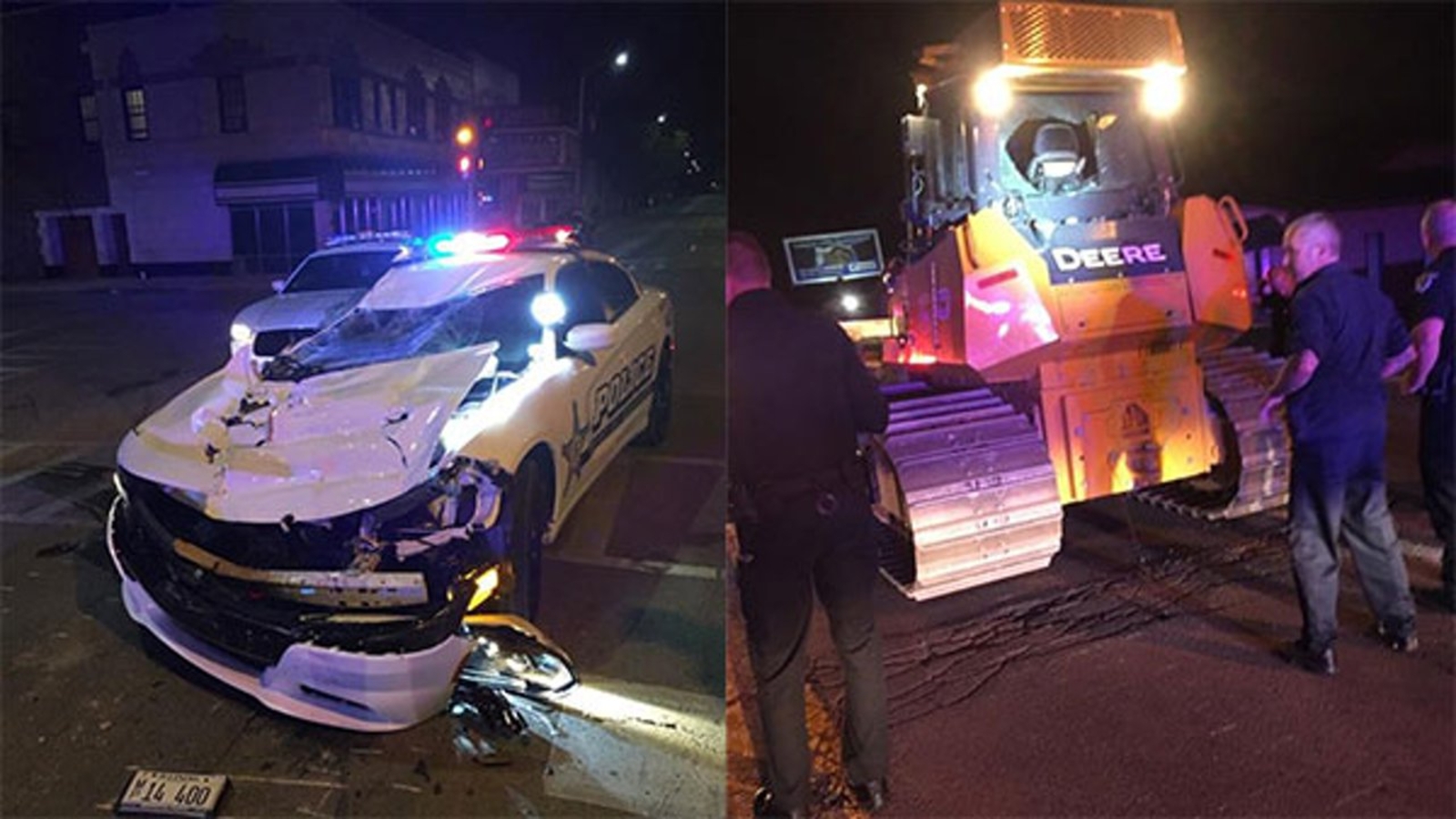 Man steals bulldozer, backs over Illinois police car - ABC11 Raleigh-Durham