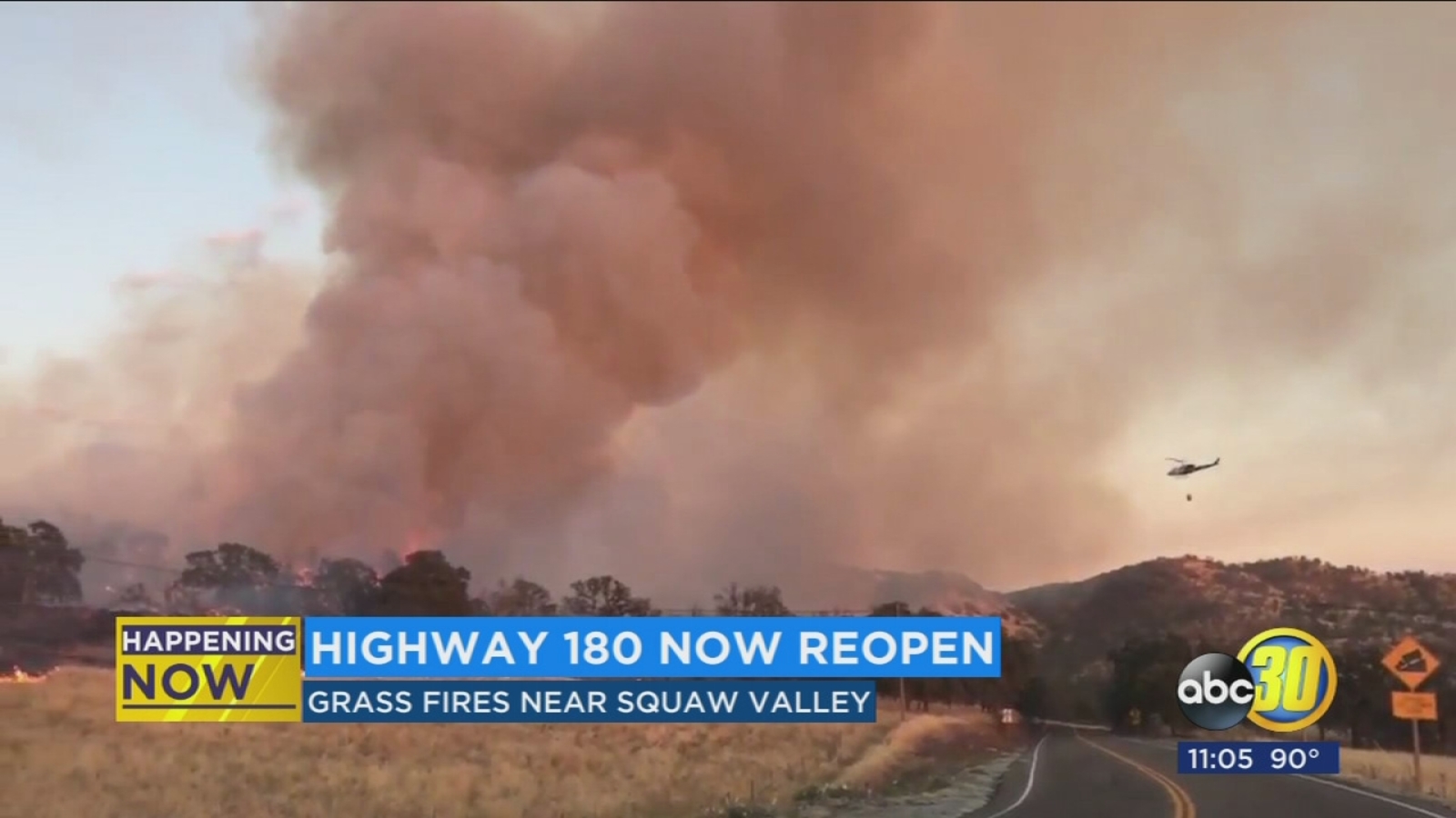 Highway 180 back open after Hill Fire prompts closure - ABC30 Fresno