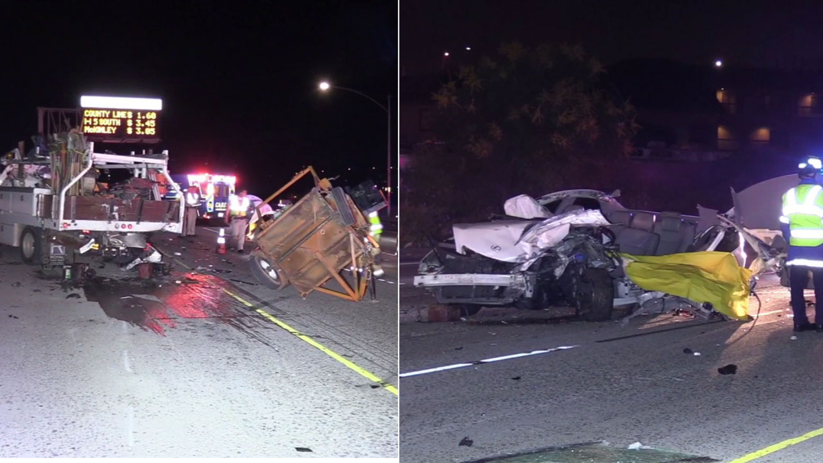 Driver killed after slamming into contractor's truck in Anaheim; 91 Fwy ...