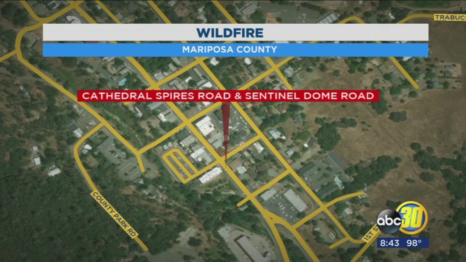 Wildfire in Mariposa County forces evacuations along Cathedral Spires Road - ABC30 Fresno