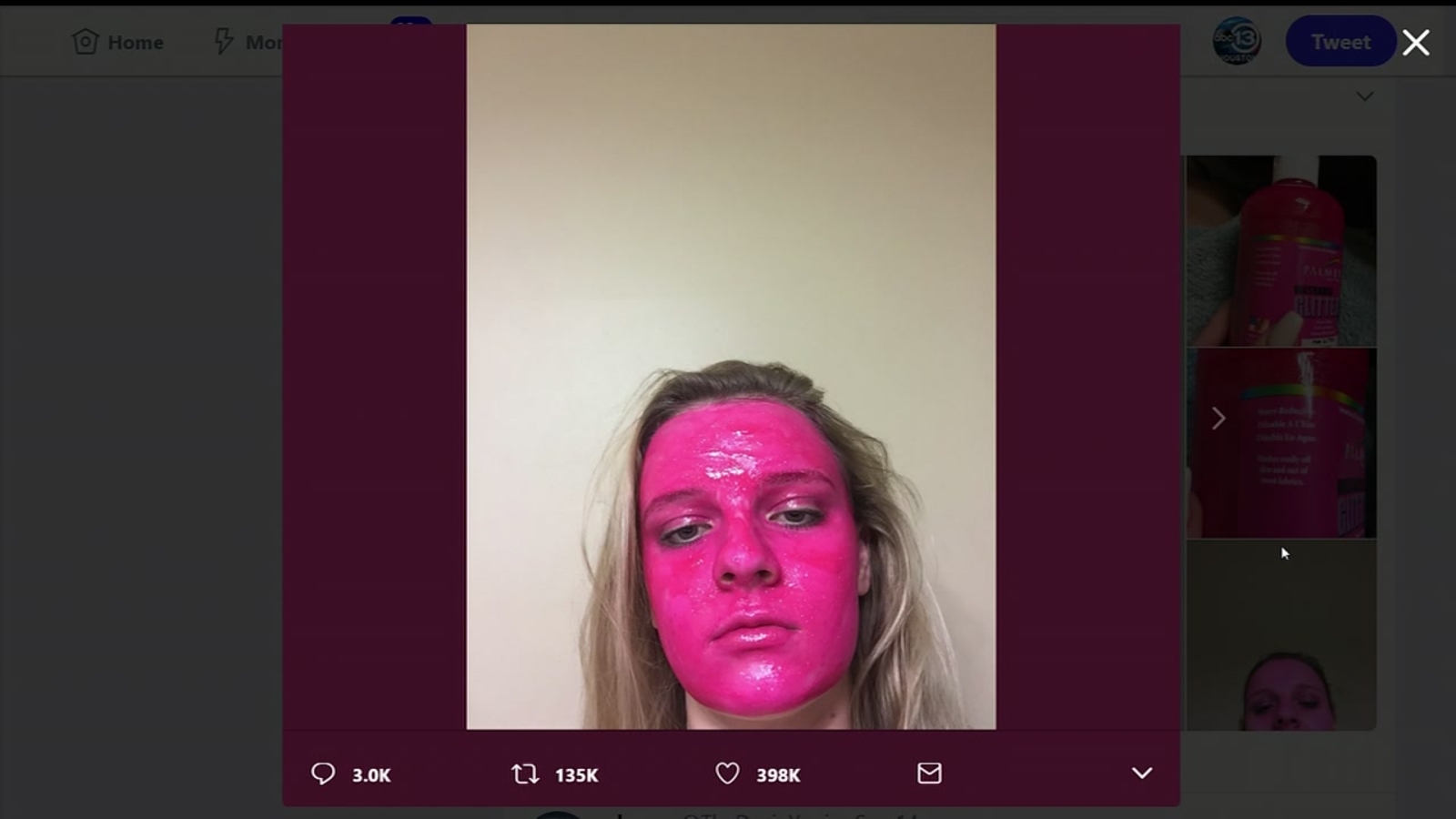 Woman paints her face pink, posts hilarious photos - ABC13 Houston