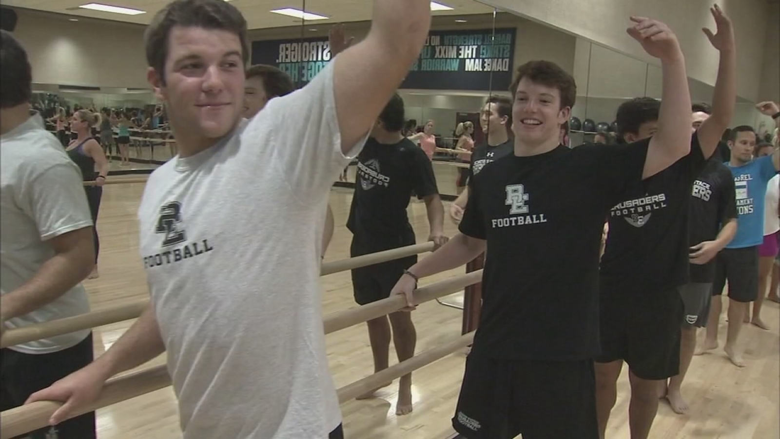 Local high school football players line up for barre practice - 6abc ...
