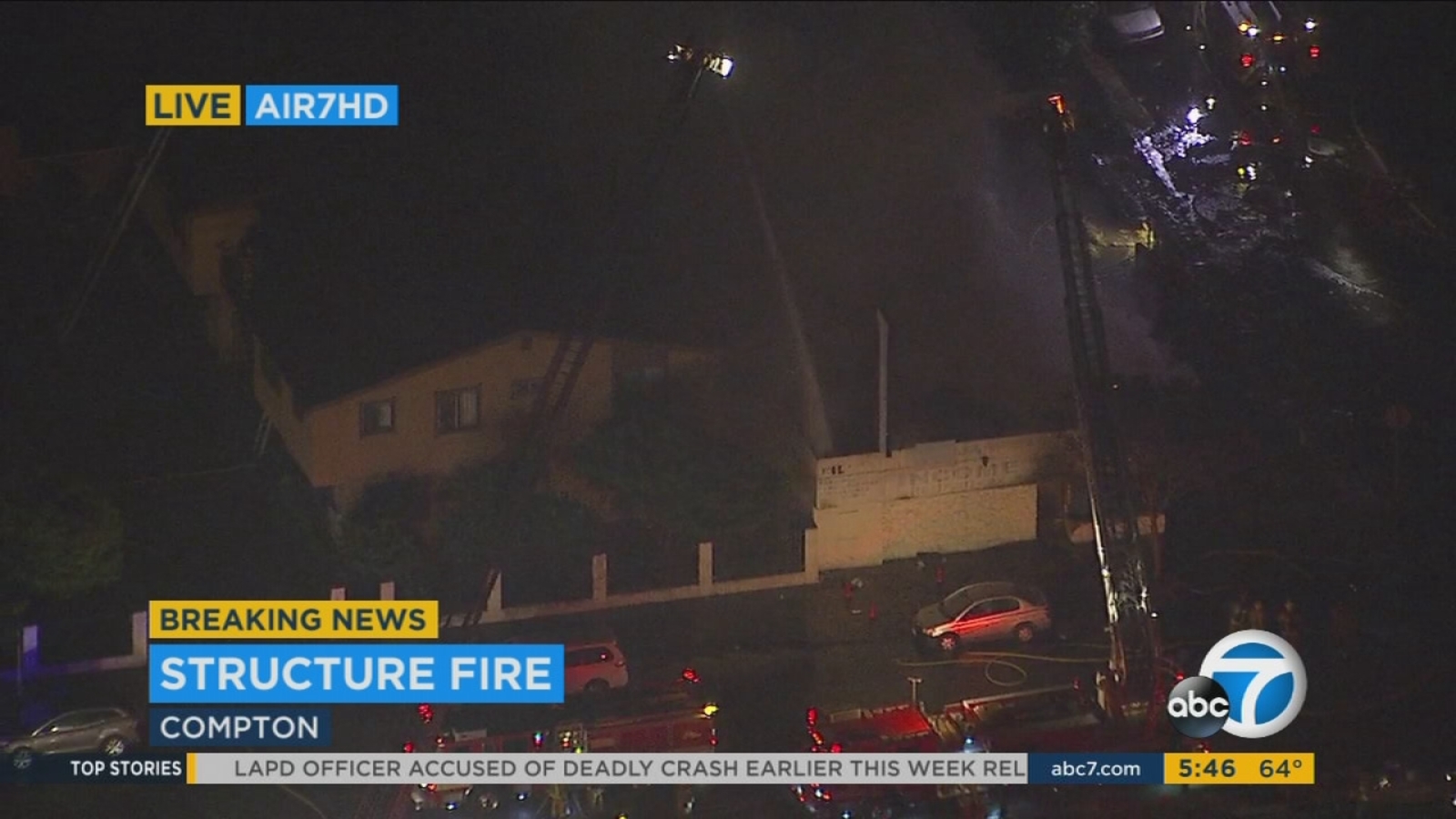 Firefighters battle structure fire at vacant building in Compton - ABC7 ...