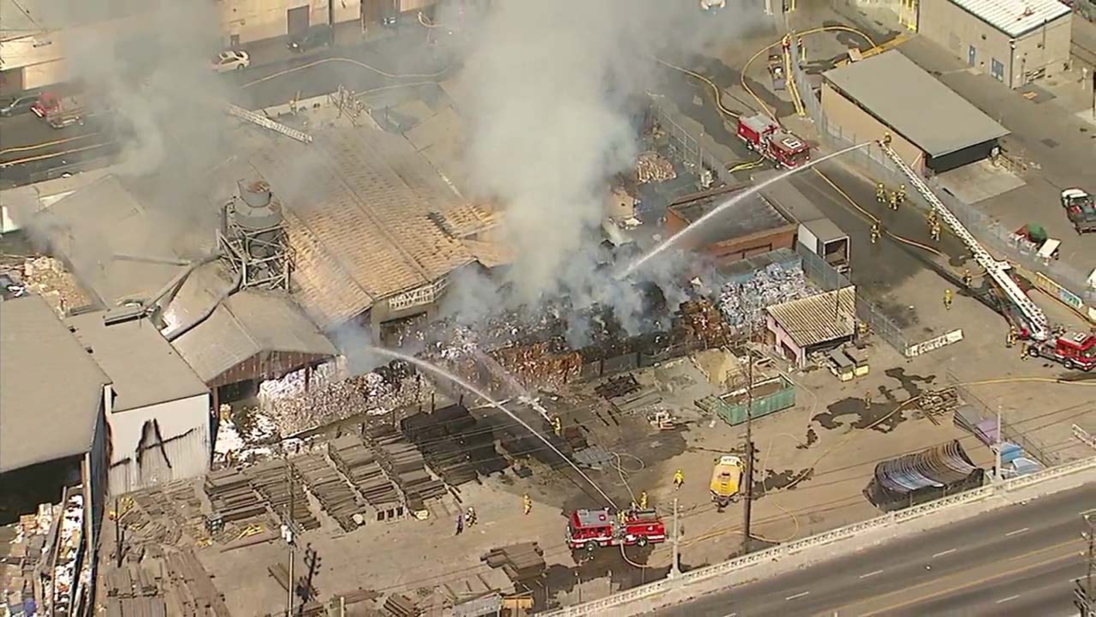 Fire erupts at paper recycling plant south of downtown Los Angeles ...