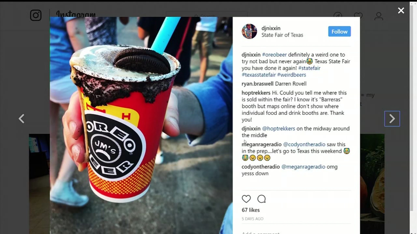 Drink up! Texas State Fair introduces Oreo beer - ABC13 Houston