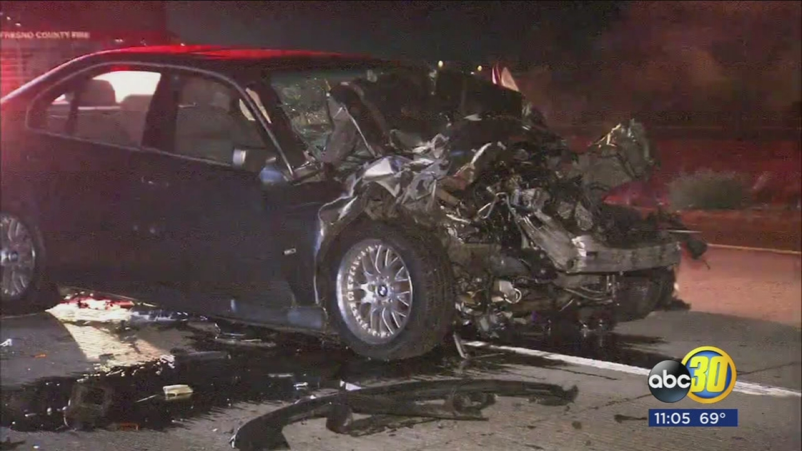 Man hospitalized after crashing into the back of a big rig in Fresno ...