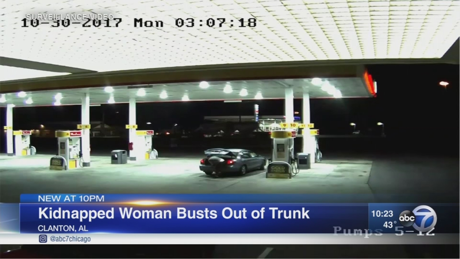 Kidnapped woman's escape from car trunk in Alabama caught on video ...
