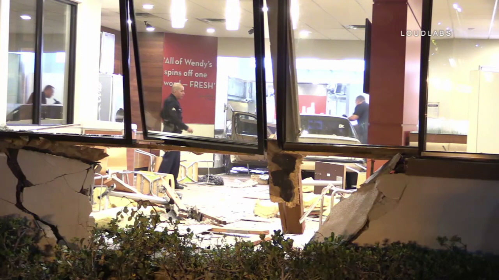 Car crashes through Wendy's in Panorama City after driver shot - ABC7 ...