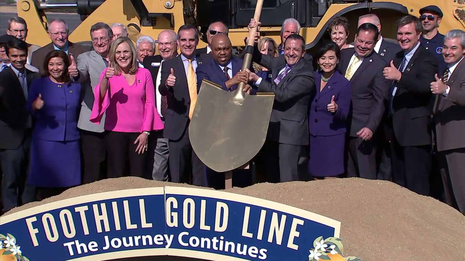 Officials break ground in Glendora for Metro Gold Line extension - ABC7 ...
