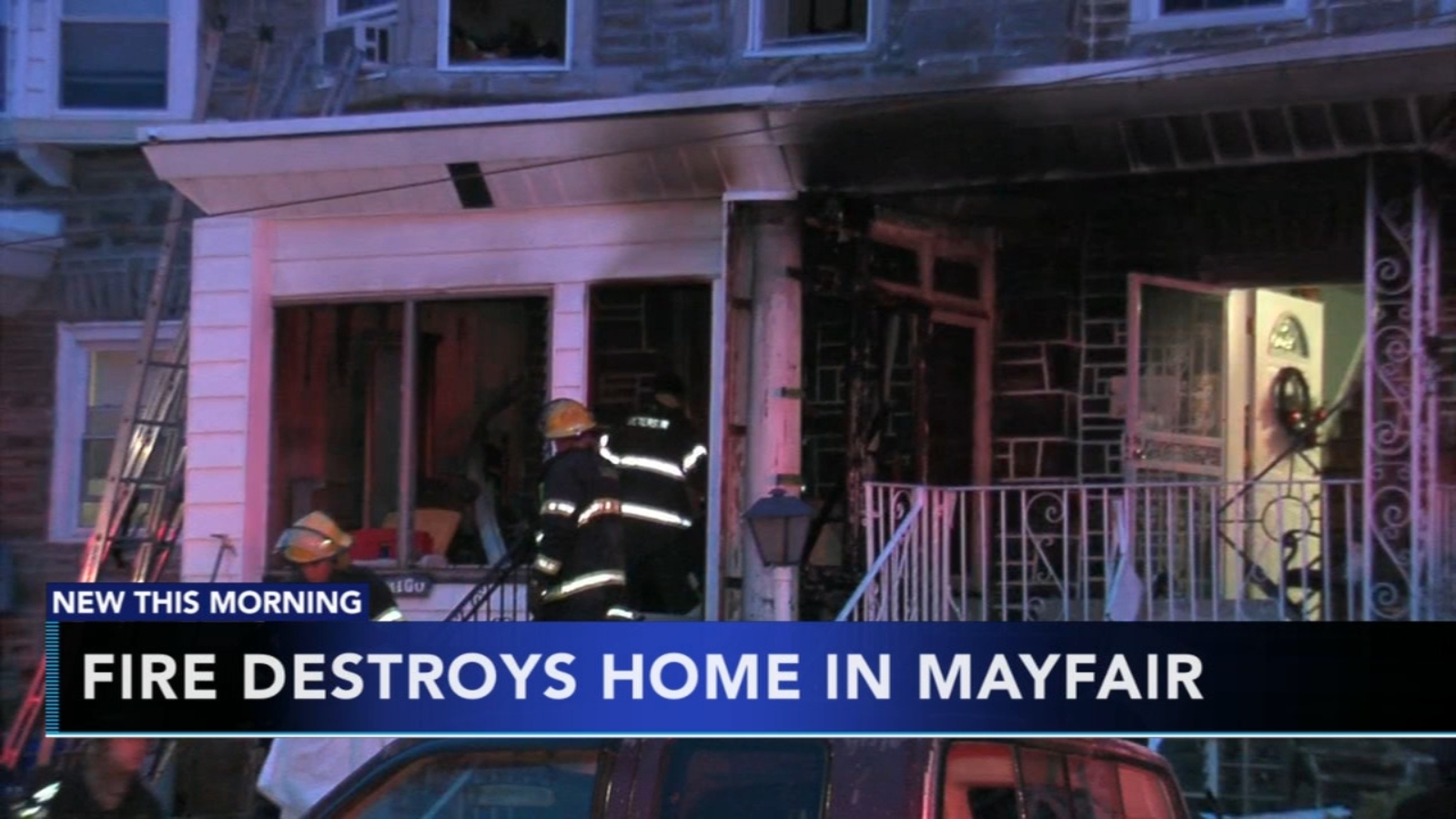 Fire crews battle row home fire in Mayfair - 6abc Philadelphia