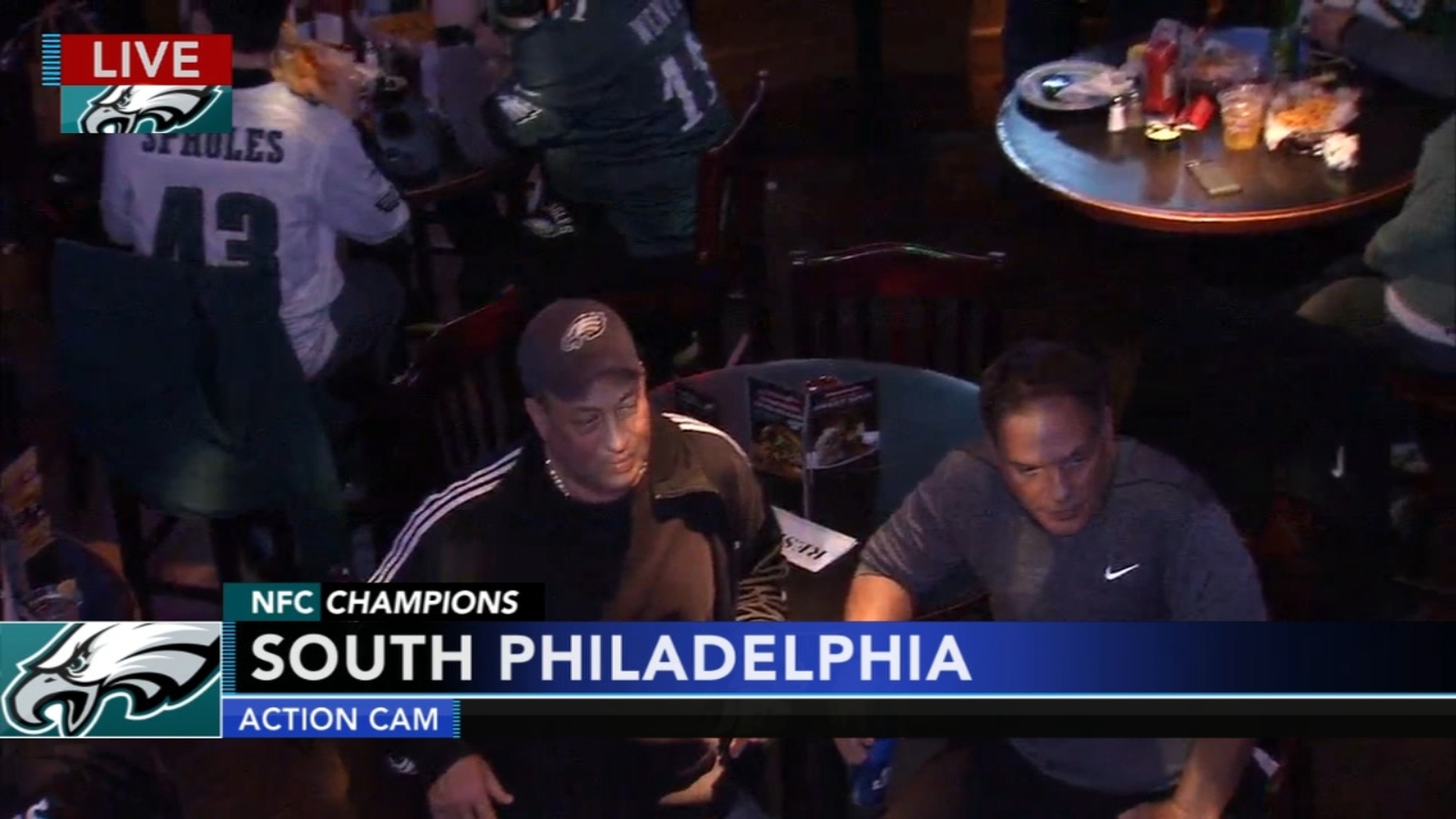 VIDEO: Trish Hartman checks in with fans celebrating an Eagles win at ...