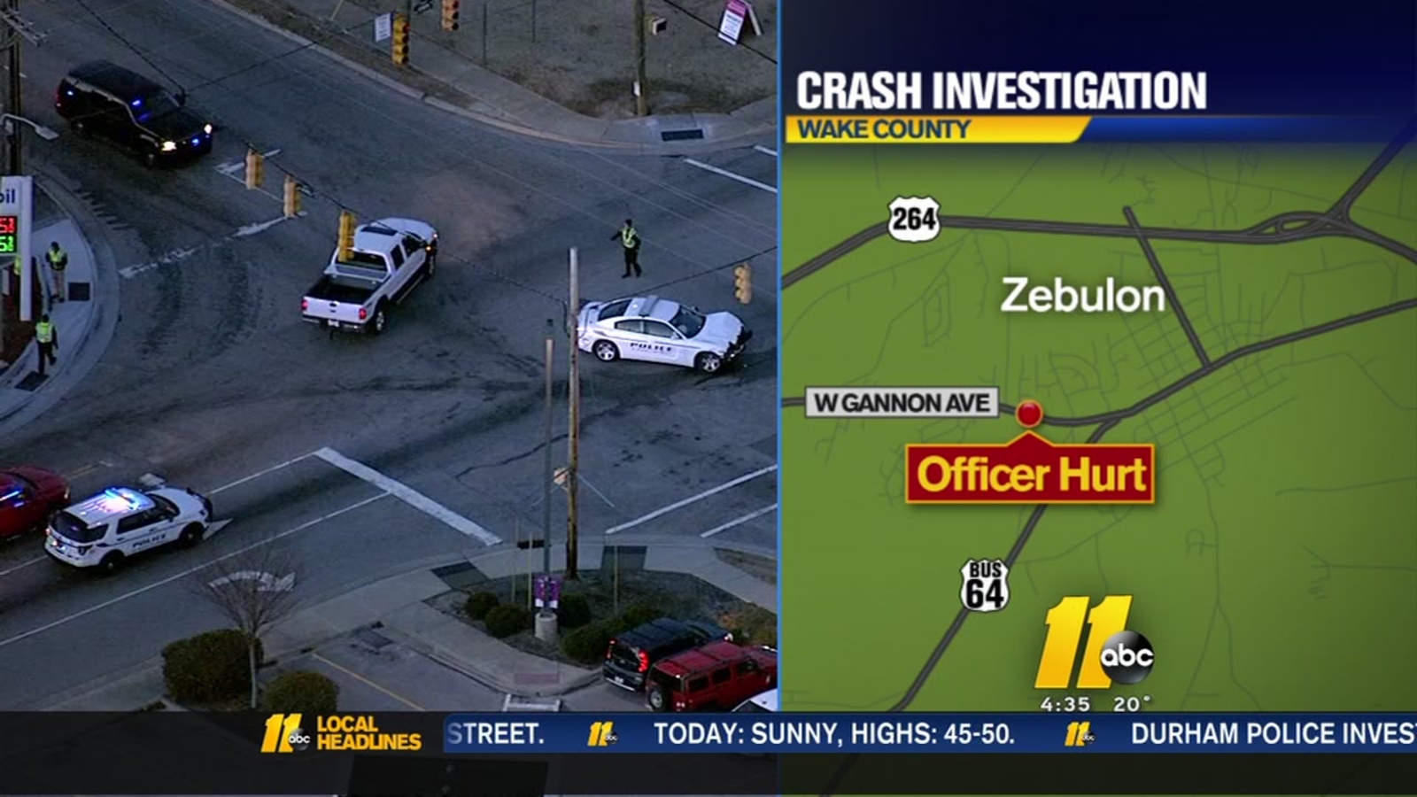 Zebulon police officer injured in crash with another vehicle - ABC11 Raleigh-Durham