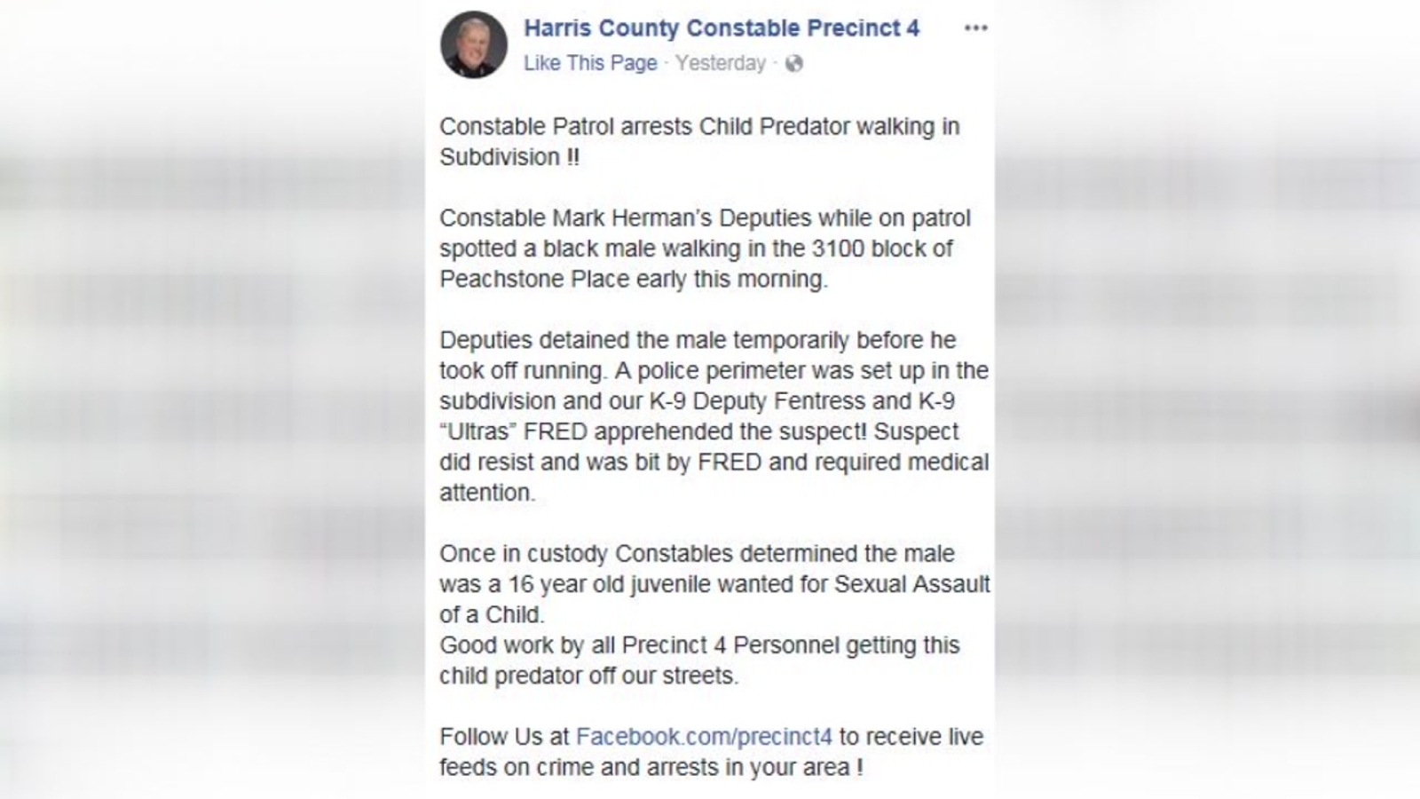 K9 team catches alleged teenage child predator walking in subdivision ...