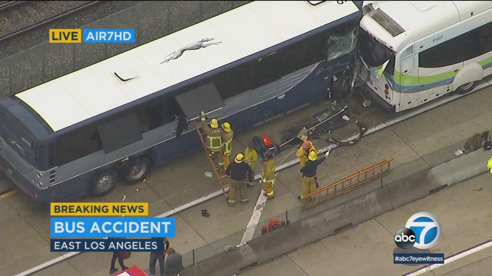 13 injured in bus crash on 10 Freeway in East Los Angeles - ABC7 Los ...