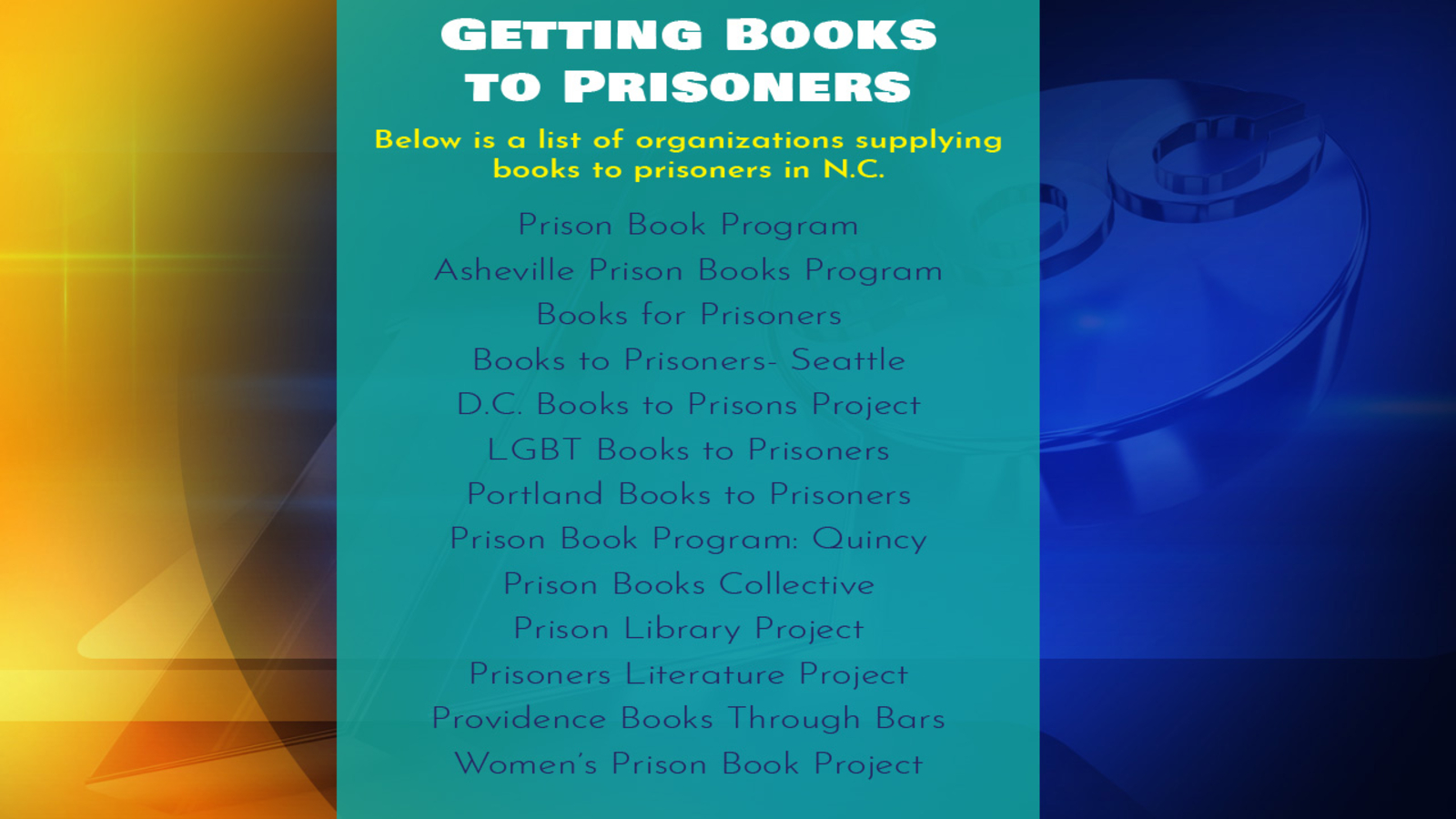 Reading in prison: the Prison Book Collective - ABC11 Raleigh-Durham