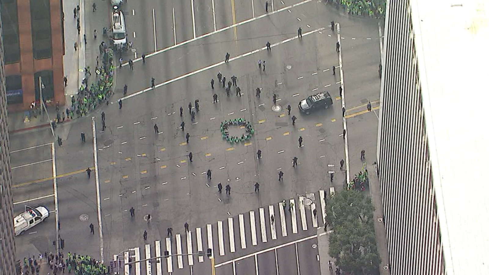 Demonstrators block West LA intersection, march to protest inequality ...