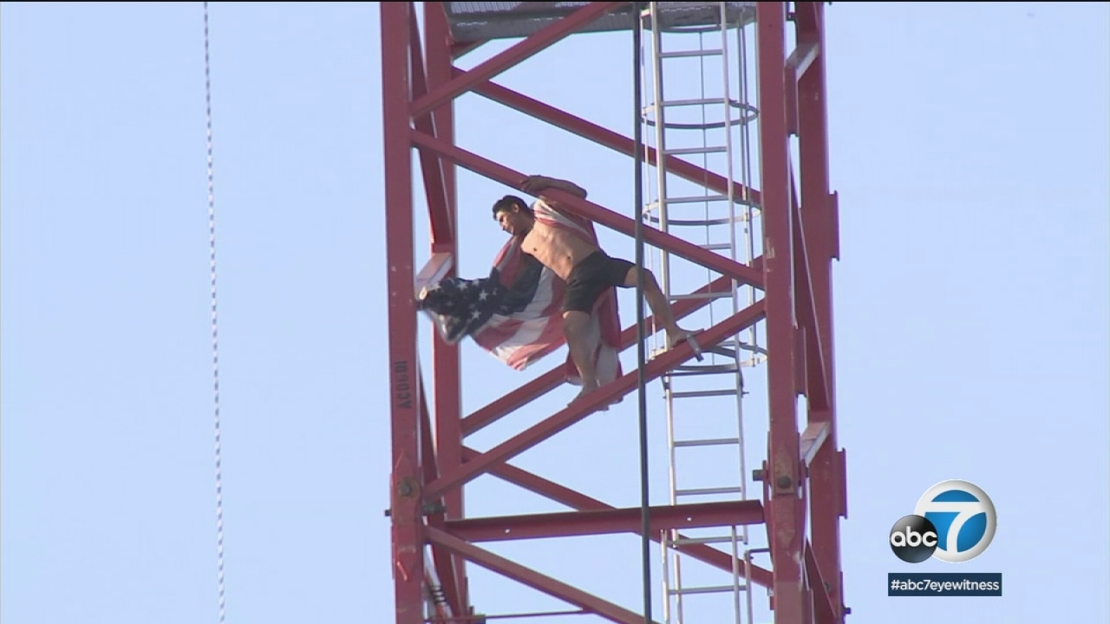 Man safely down after climbing crane over Hollywood Blvd. in Los ...