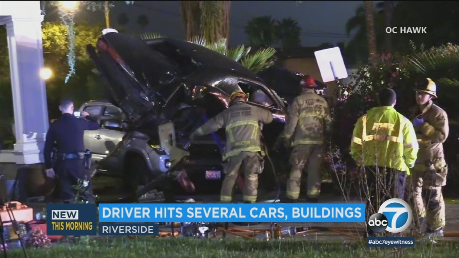 Riverside Crash Driver Hits 2 Homes Telephone Pole Parked Vehicles
