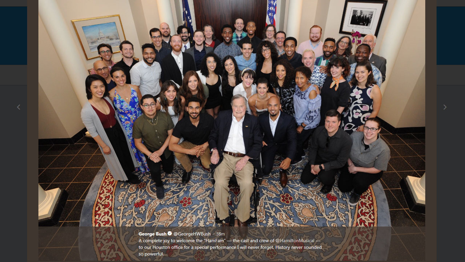 'Hamilton' cast performs for George H.W. Bush at former president's ...