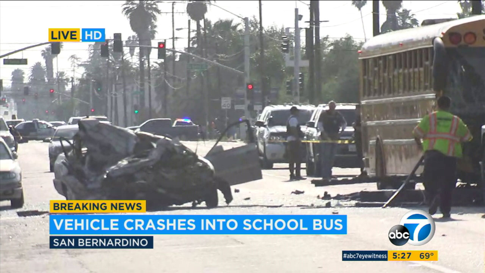 Chase suspect critically hurt after crashing into school bus in San ...