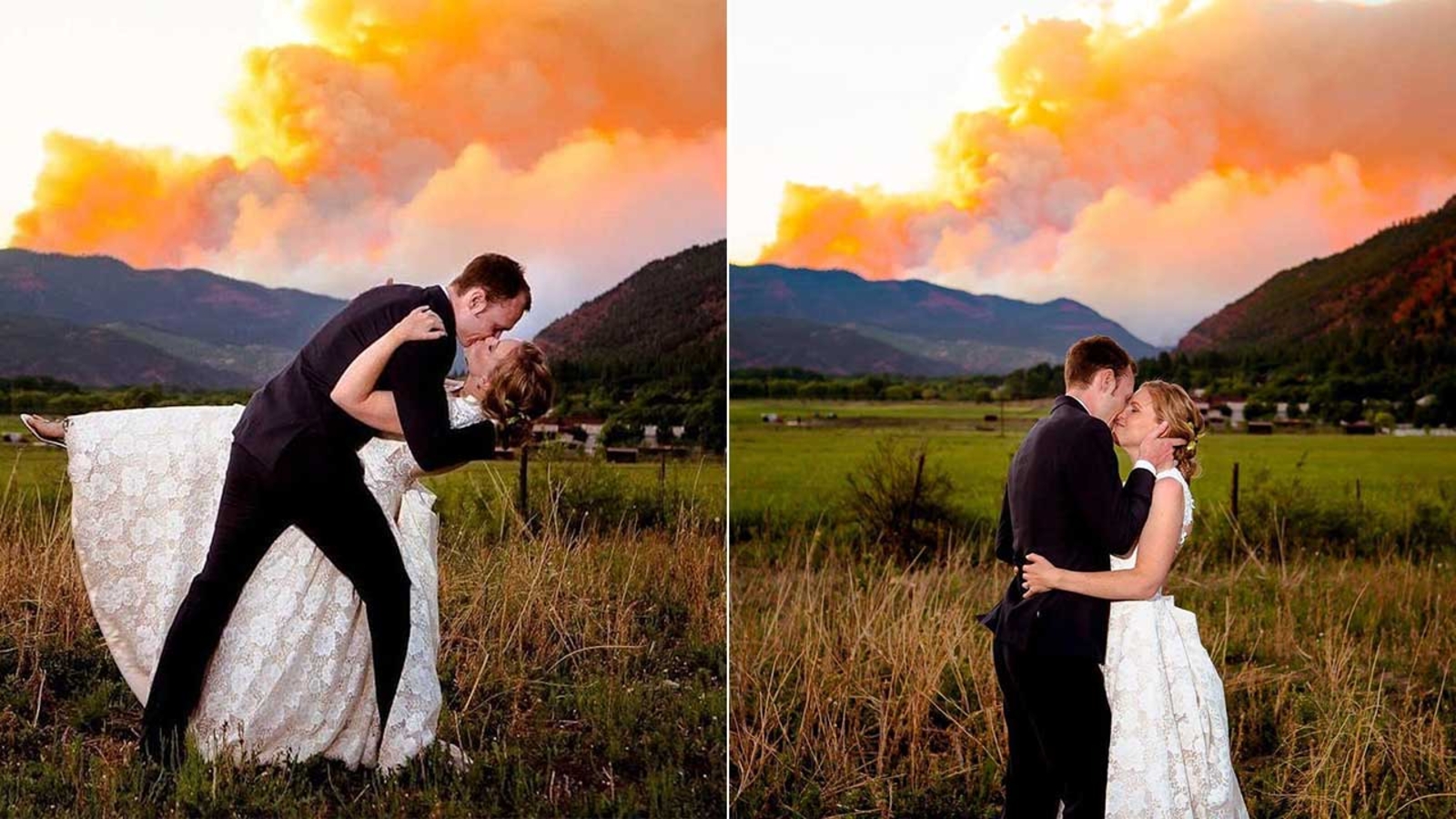 Wild wedding photos: Bride and groom pose with smoke clouds from 416 ...