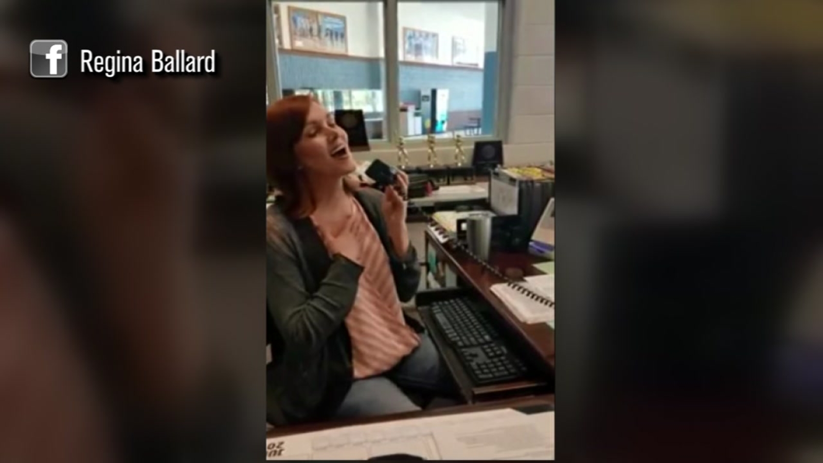 High school receptionist slays her last PA announcement before summer ...