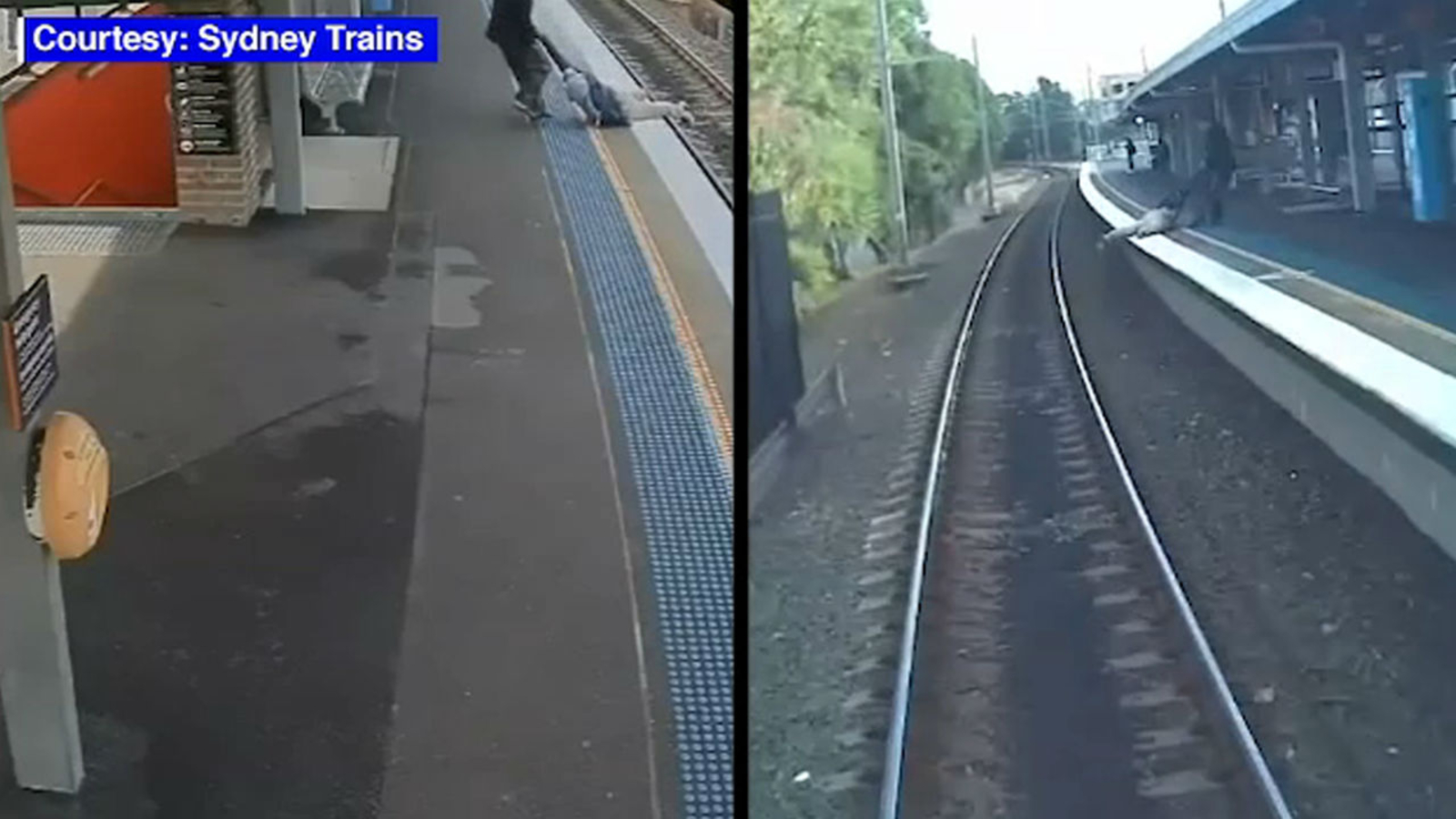 Intoxicated man barely avoids oncoming train after falling onto tracks ...