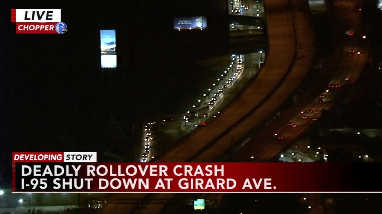 One-car crash shuts down northbound I-95 at Girard Avenue, 1 dead ...