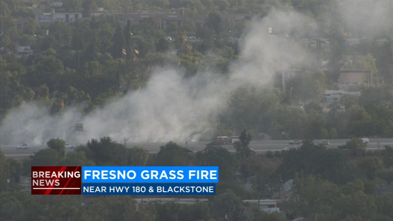 Firefighters battle grass fire at HWY 180 and Blackstone in Fresno ...