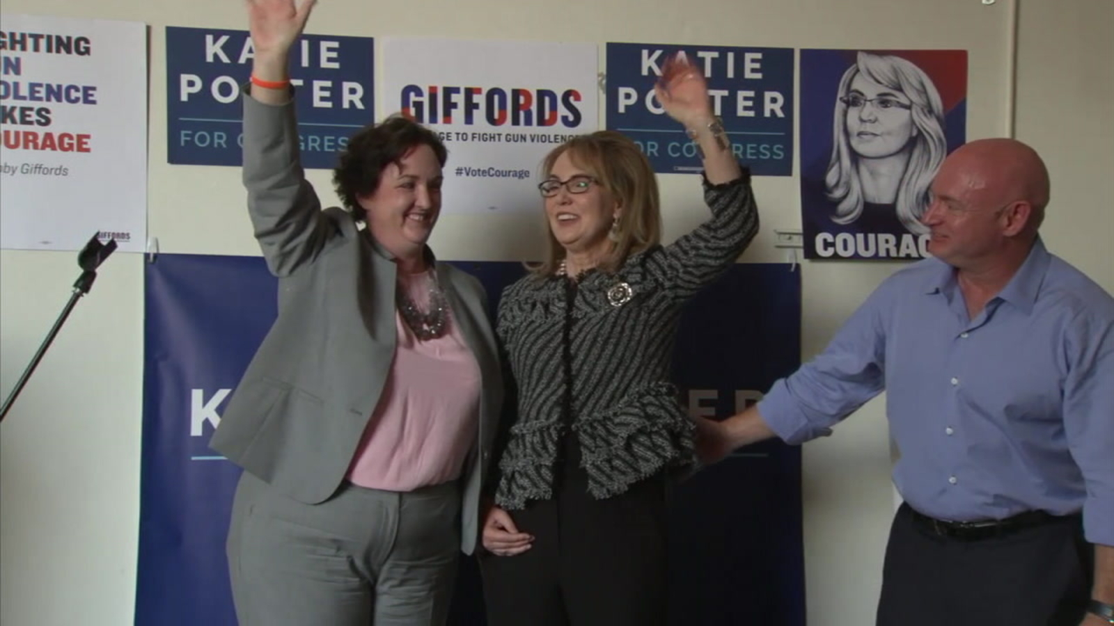 Katie Porter receives support from Gabby Giffords at Tustin gun control ...