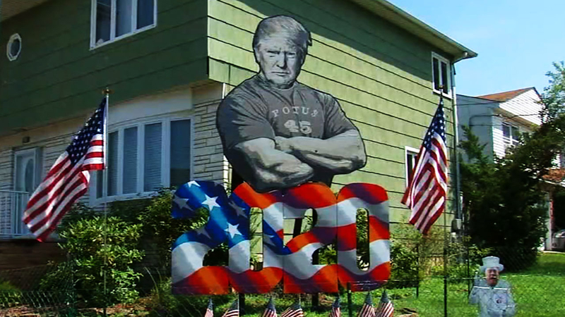 Artist erects 20-foot-tall pro-Trump art installation on New York front ...