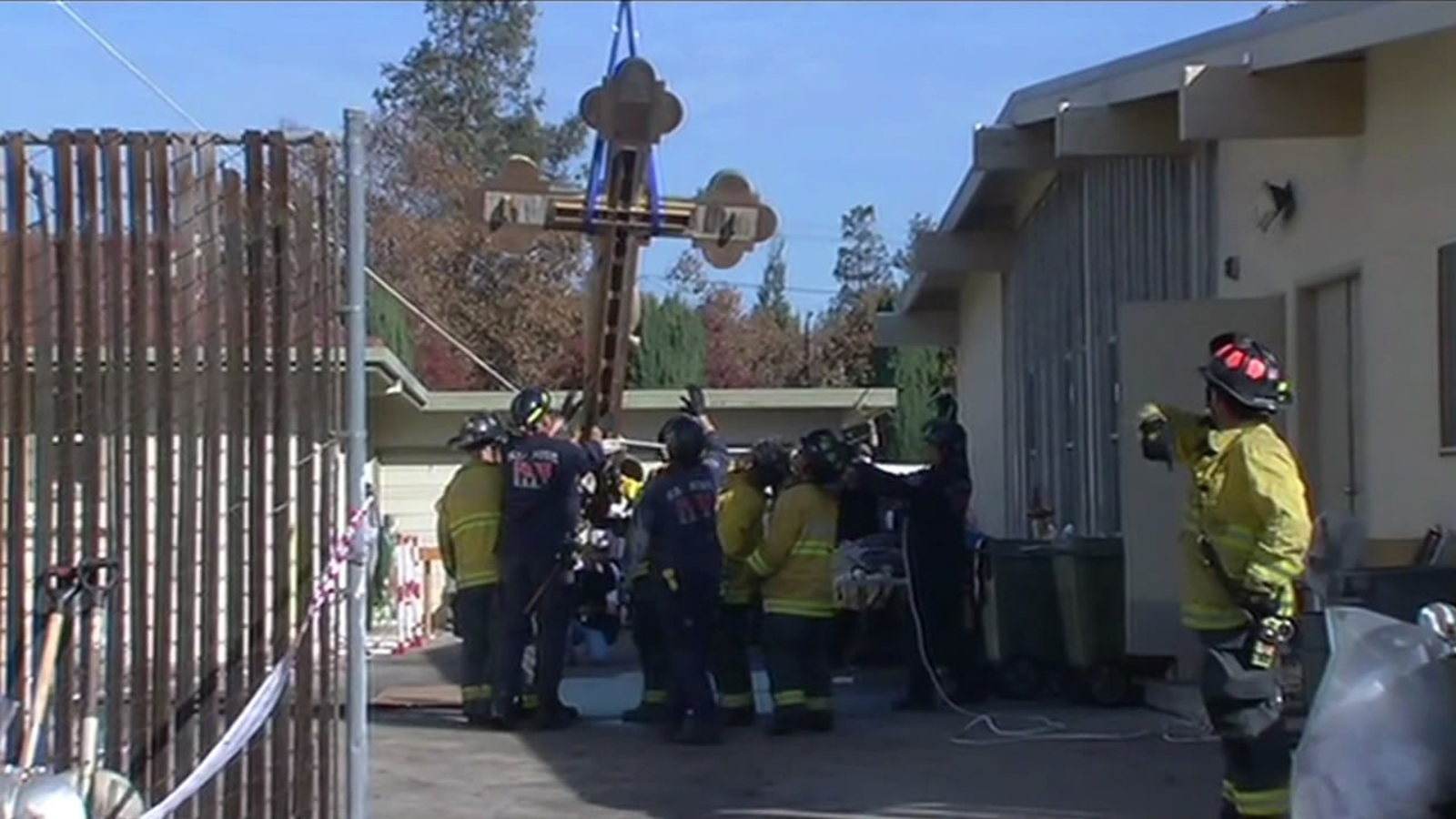 Crews Save Cross After Holy Cross Parish Church In San Jose Catches