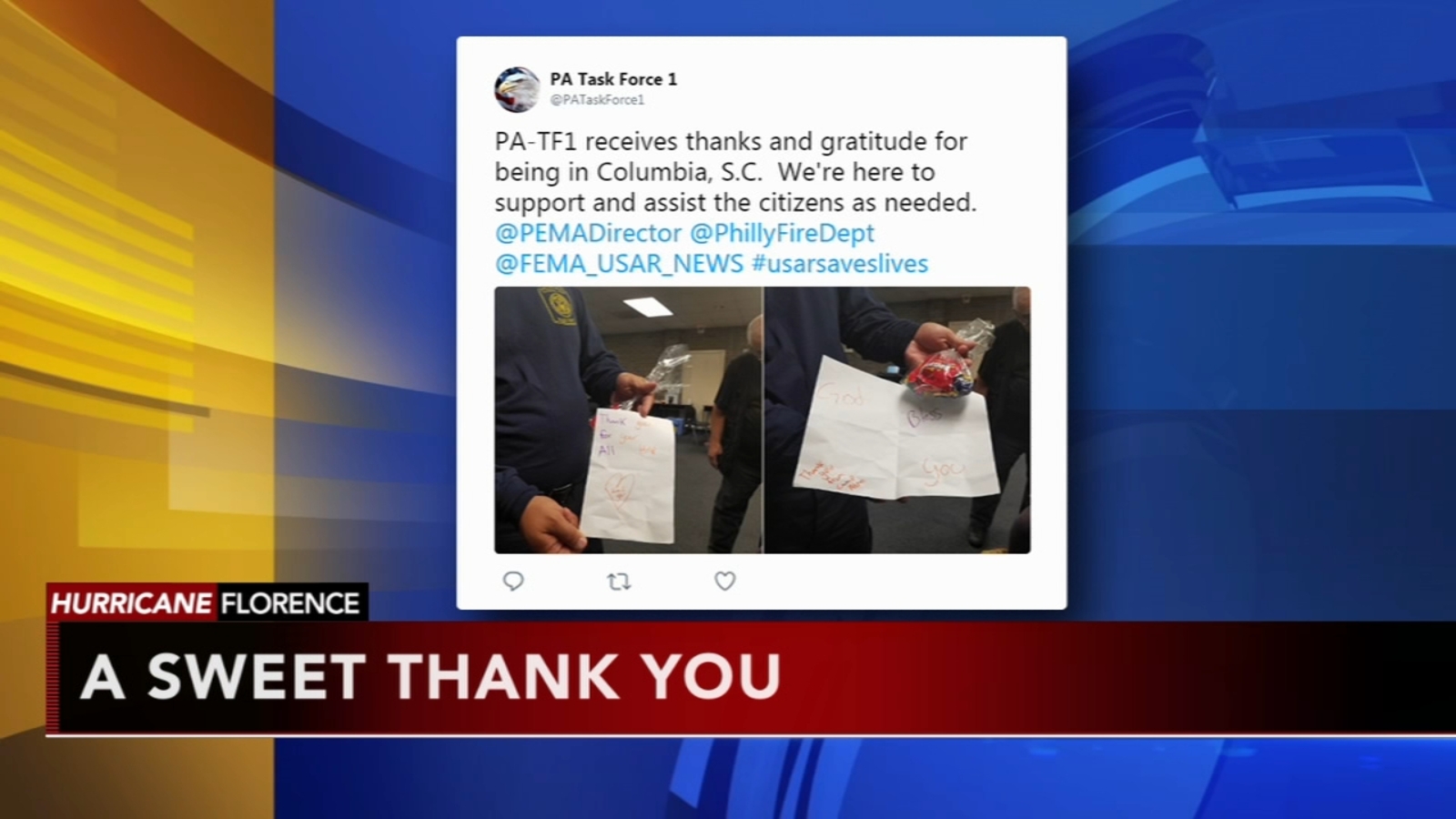 Sweet thank you notes given to Pa. Task Force One - 6abc Philadelphia